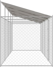 Psí klec s střechou Stříbrná 800 x 200 x 256 cm Ocel a PE 3368303