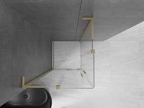 Mexen Velar L Duo, sprchový kout s posuvnými dveřmi 90 x 90 cm, 8mm čiré sklo, zlatá matná, 871-090-090-02-03-55