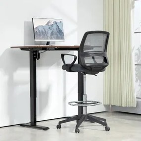 Vinsetto Kancelářská židle ergonomická židle ke stolu s područky a nastavitelným opěrným kroužkem, síťovina šedá