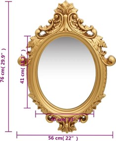 vidaXL Nástěnné zrcadlo zámecký styl 56 x 76 cm [320357] Barva: zlatá