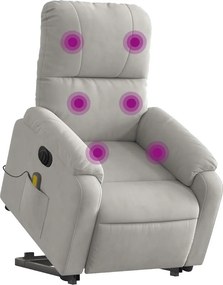 Elektrické zvedací masážní polohovací křeslo světle šedé 3204951