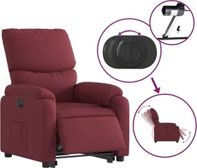 Elektrické zvedací polohovací křeslo vínové textil 3204851