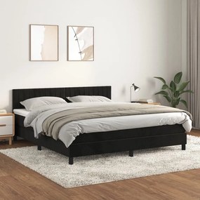 Box spring postel s matrací černá 160x200 cm samet 3141433
