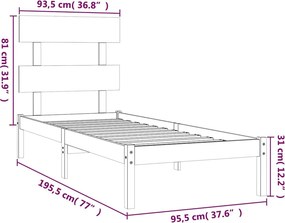 Rám postele masivní dřevo 90 x 190 cm Single 3104638