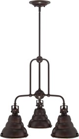 Elstead Industriální tříramenný lustr Quoizel Eastvale Palladianský bronz 3x E27