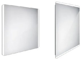 Nimco Zrcadla - Koupelnové podsvícené LED zrcadlo 800 x 700 mm, zaoblené, aluminium ZP 17003