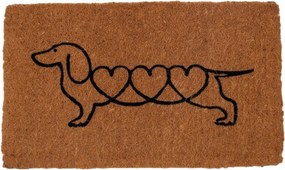 Ručně vyrobená rohožka jezevčík Dachshund se srdíčky – 75*45*4 cm