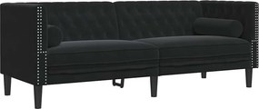 3dílná sedací souprava Chesterfield s podhlavníky černá samet 3209286