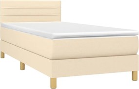 Box spring postel s matrací a LED krémová 100x200 cm textil 3133778