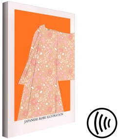 Obraz Japonské kimono (1-dílný) svislý - texty a oblečení v Zenovém stylu