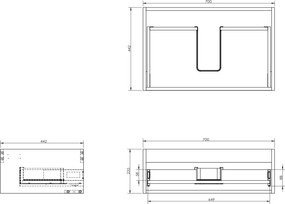 Mexen Rivel, koupelnová skříňka 70 cm, 1 zásuvka, drážkovaná, ořech, 91A20-07023-1-BF86