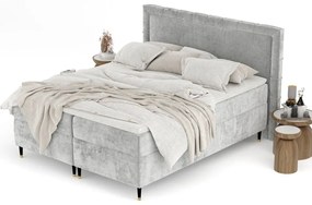 Světle šedá boxspring postel s úložným prostorem 180x200 cm Voyage – Maison de Rêve
