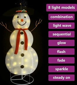 vidaXL Dekorativní vánoční sněhulák s LED luxusní tkanina 180 cm [329762]