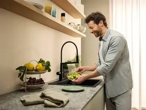 Hansgrohe - Dřezová baterie s flexibilním ramenem a sprškou, EcoSmart,