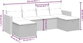 6dílná zahradní sedací souprava s poduškami béžová polyratan 3265342