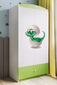 Dětská skříň Babydreams 90 cm dinosaurus zelená