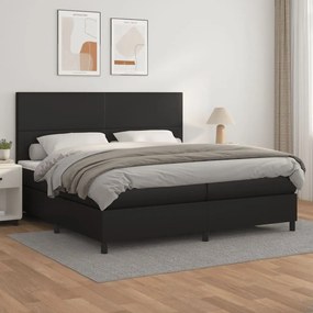 Box spring postel s matrací černá 200x200 cm umělá kůže - Default Title