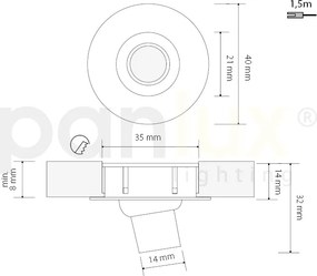 Svítidlo Panlux PICCO P1/NBT 1,8W HLINIK WW teplá bílá 3000K