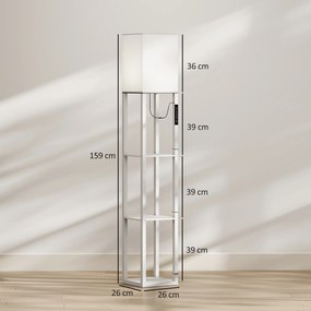 HOMCOM stmívatelná stojací lampa s policemi, bílá