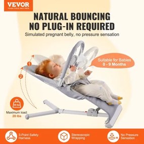 Baby Bouncer Skládací židle Bouncer pro děti 0-9 měsíců s hrazdičkou