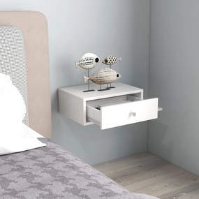 HOMCOM Sada 2 Nástěnných Nočních Stolků - Sada 2 Nočních Stolků - Boční Police a Zásuvka - 55D x 30Š x 15V cm - Bílá Dřevěná | Aosom