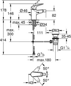 Grohe Swift - Bidetová baterie s výpustí chrom