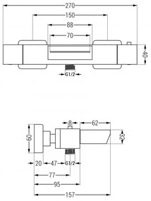 Mexen CUBE termostatická vanová baterie, chrom, 77360-00