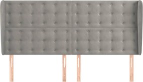 Čelo postele typu ušák světle šedé 183x23x118/128 cm samet 3118450