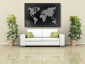Obraz stará mapa světa na abstraktním pozadí v černobílém provedení - 120x80 cm