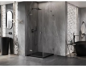 Mexen Lunar, výklopný sprchový kout levý 70 x 70 cm, 8mm čiré sklo, profil grafit broušený, 834-070-070-66-00-L