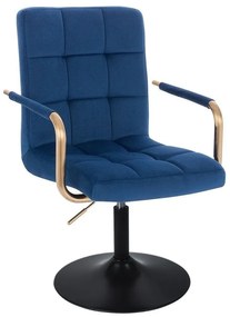 LuxuryForm DESIGN Otočná židle VERONA GOLD VELUR na černém talíři - modrá
