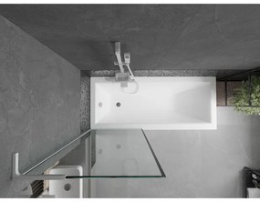Mexen Next L, 1-křídlová vanová zástěna 70 x 150 cm, 6mm čiré sklo-černý vzor, ​​bílý profil, 895-070-000-03-70-20