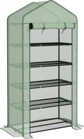 Outsunny 5-úrovňový Zahradní Skleník Pevný Skleník s 1 Rolovacím Zipem, Anti-UV, Rozšířený Design a Police pro Pěstování Rostlin a Květin 90x49x193 c…
