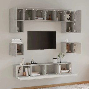 8dílný set TV skříněk betonově šedý kompozitní dřevo 3114409