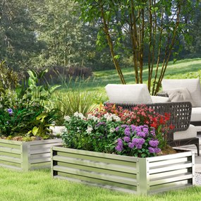 Outsunny Vyvýšený Záhon z Oceli, Studený Rám pro Růst S Otevřeným Dnem, Zahradní Box pro Rostliny 120x60x30,5 cm pro Zahradu, Balkon, Terasu, Rostlin…