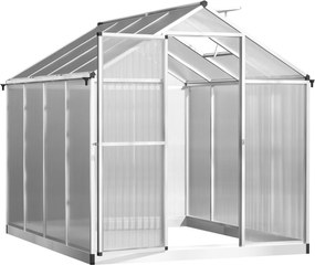 Zahradní skleník Outsunny z hliníku a polykarbonátu 4,6 m² rozměr 2,42D x 1,9Š x 1,95V m s dveřmi na zámek a oknem | Aosom