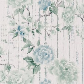 Květovaná tapeta KYOTO FLOWERS Designers Guild Odstín Tapety: Green Blue PDG1158/04