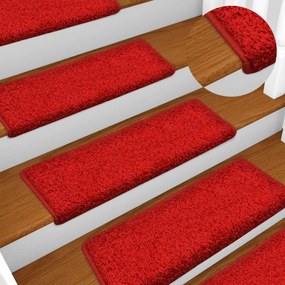 vidaXL Kobercové nášlapy na schody 15 ks 65x21x4 cm červené