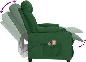 Elektrické masážní křeslo tmavě zelené textil 3098833