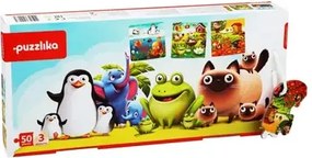 Puzzlika 12985 Oblíbená zvířátka 3 v 1 - puzzle 3 obrázky / 50 dílků /