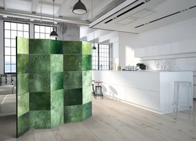 Pokojová zástěna Zelená skládačka II - umělecká textura zeleného skleněného mozaiky