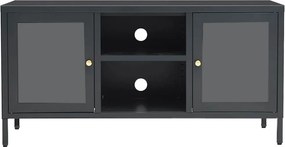 TV stolek antracitový 105 x 35 x 52 cm ocel a sklo 336060