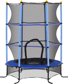 HOMCOM dětská trampolína Ø163 cm, trampolína s ochrannou sítí, kryt okrajů, zahradní trampolína pro děti 3-10 let, max. nosnost 50 kg, modrá