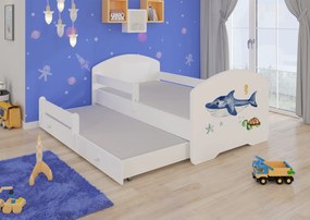Postel se zábradlím a matracemi PEPE II SEA ANIMALS 160x80 bílá