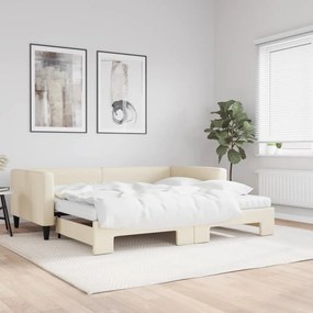 Válenda s přistýlkou a matracemi krémová 100 x 200 cm textil 3196605