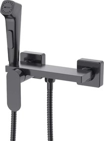 Aqualine - Nástěnná bidetová baterie, se sprškou, s poličkou, gun metal TJ042GM