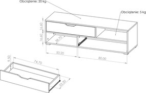 TV stolek FUNES 135 cm grafit