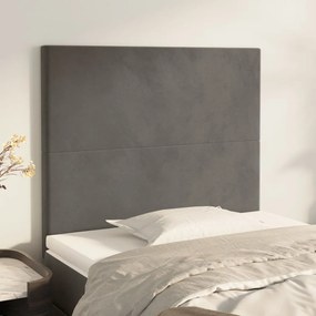 Čelo postele tmavě šedé 100x5x118/128 cm sametové 3116095