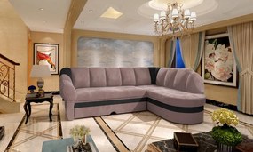 Rozkládací rohová sedačka BENANO DELUXE levý roh růžová / černá
