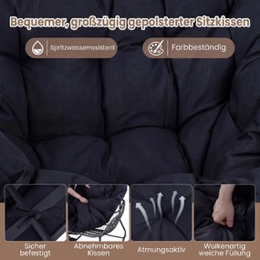 Costway Houpací křeslo se stoličkou houpací křeslo s PE ratanem a – černý